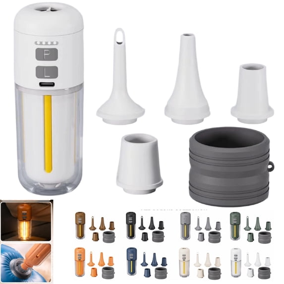 Air Pump for Inflatables, Mini Air Mattress Pump with Camping Light ...
