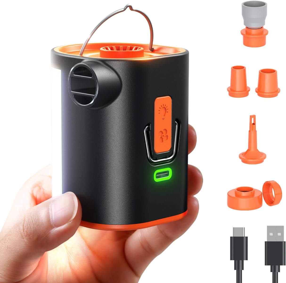 Air Pump for Inflatables, 3600 mAh Battery & Camping Light Portable ...