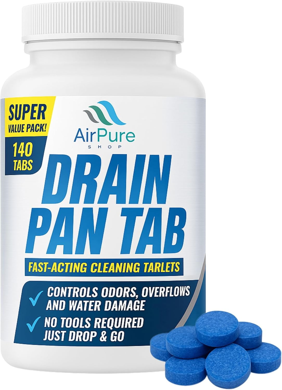 Air Pure Drain Pan Tabs - 140 Flow Treatment Tablets for HVAC & AC ...