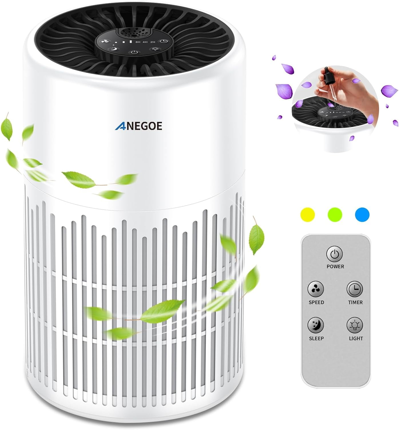 Air Purifier for Bedroom with True H13 HEPA 3-in-1 Filters, Remote ...