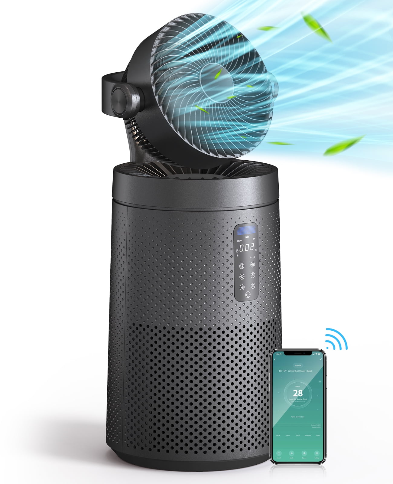 Air Purifier Fan for Home Large Rooms Up to 2500 Sq.Ft Smart WiFi Air ...