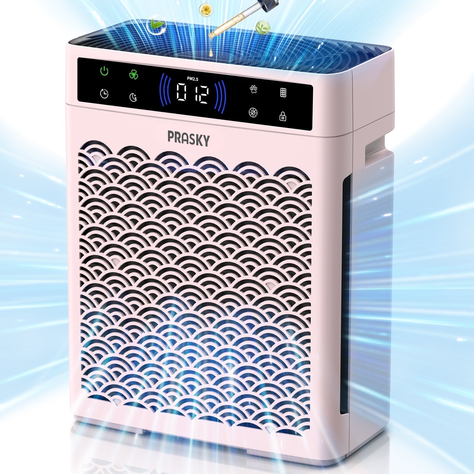PRASKY Air Purifier for Home Large Room up to 2250 Sq ft, Remove Smoke ...