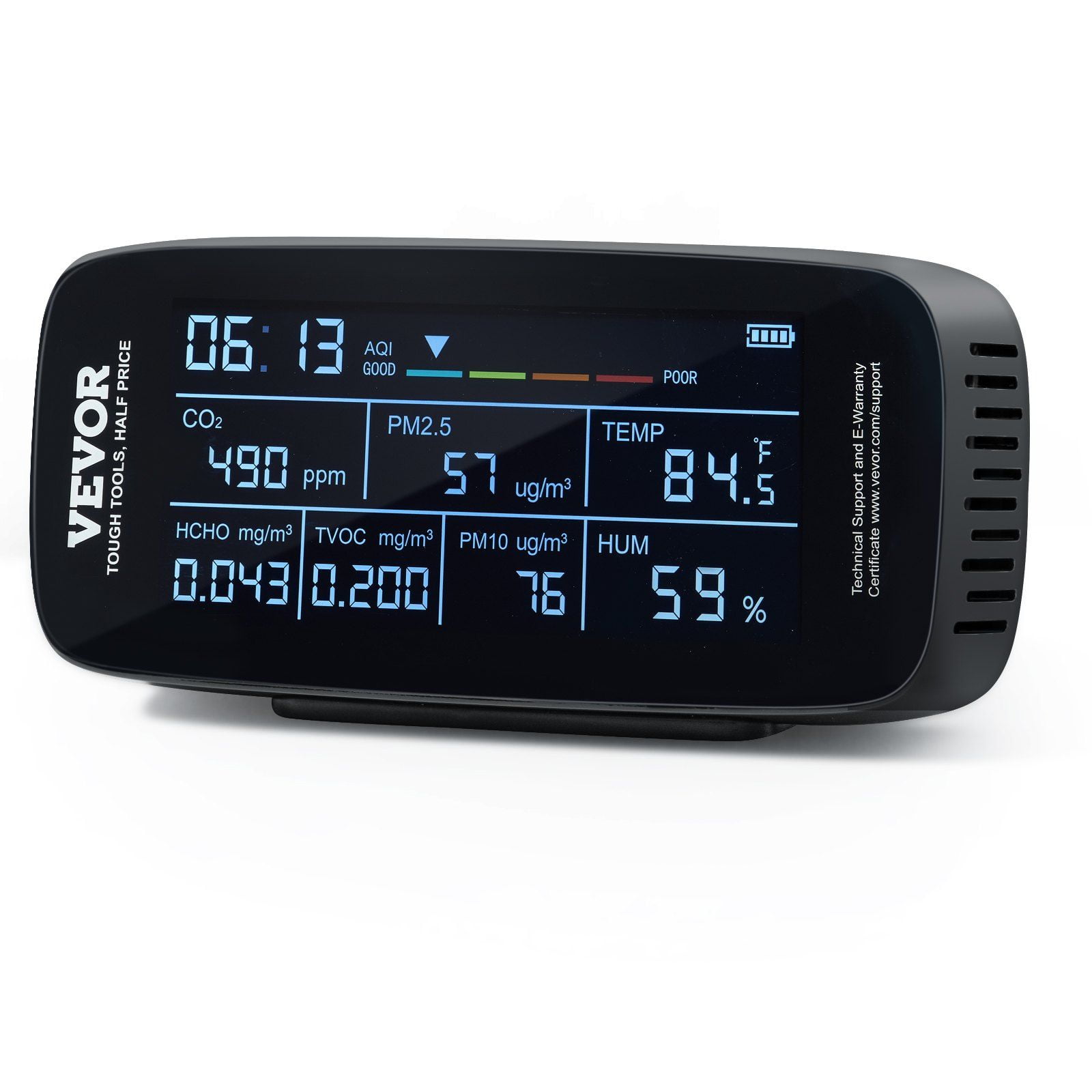 Air Quality Monitor 9-IN-1, CO2, Temperature, Humidity, Formaldehyde ...