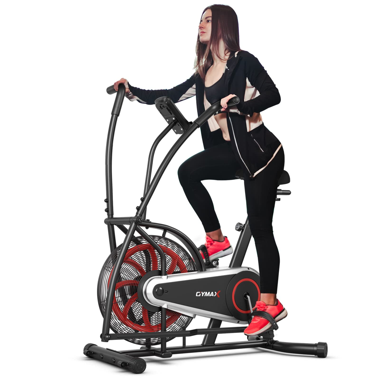 Air Resistance Fan Bike with LCD Monitor, Adjustable Seat, Phone Holder ...
