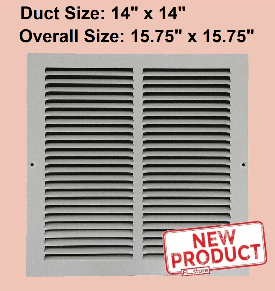 Air Return Vent Cover Grille 14" x 14" Duct Size White Wall Sidewall ...