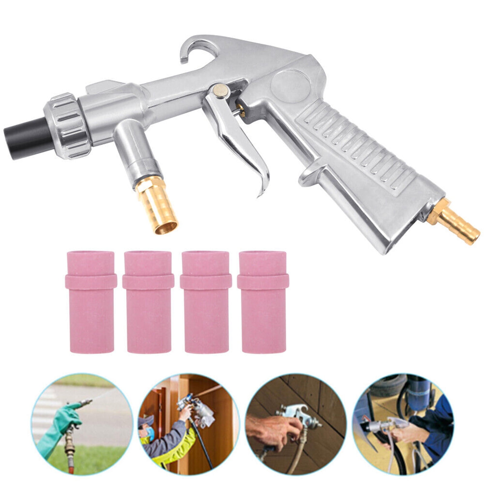 Air Sandblasting Gun Kit With Siphon Feed Nozzles Multipurpose Pipe Sand Blaster For Surface ...