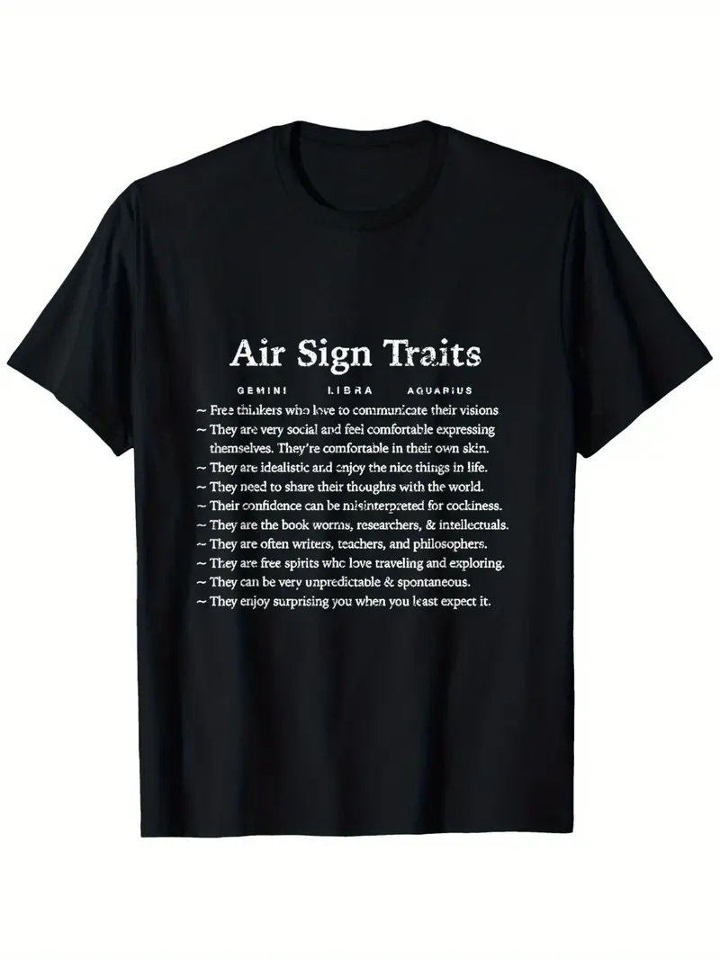 Air Sign Zodiac Traits T-Shirt - Gemini Libra Aquarius Personality ...