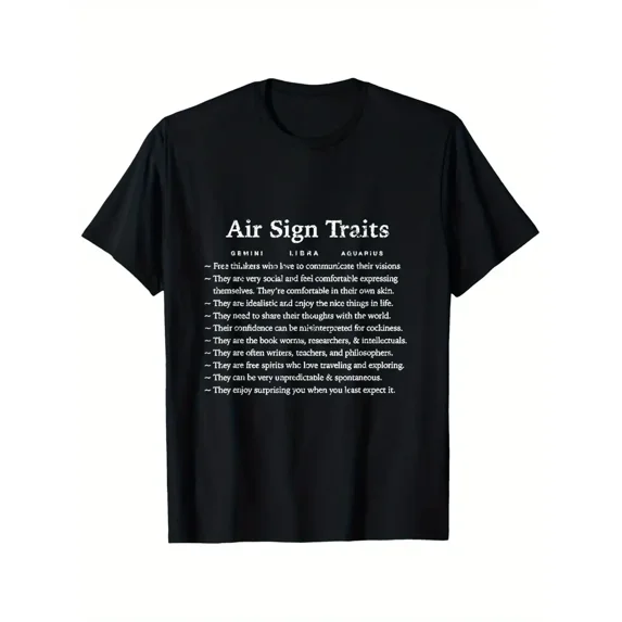 Air Sign Zodiac Traits T-Shirt - Gemini Libra Aquarius Personality ...