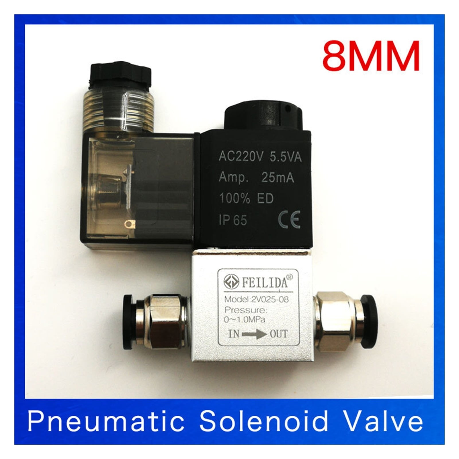 Air Solenoid Valves 2V025-08 2 Position 2 Port 1/4" Normally Closed Pneumatic Solenoid Valve 12 ...