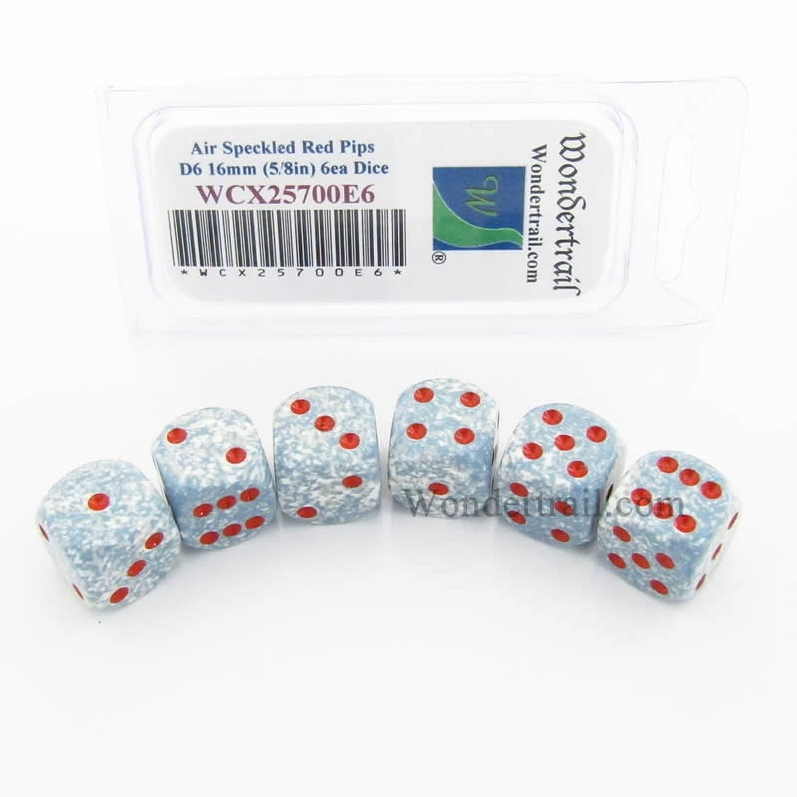 Air Speckled Dice with Red Pips D6 16mm (5/8in) Pack of 6 Wondertrail - Walmart.com
