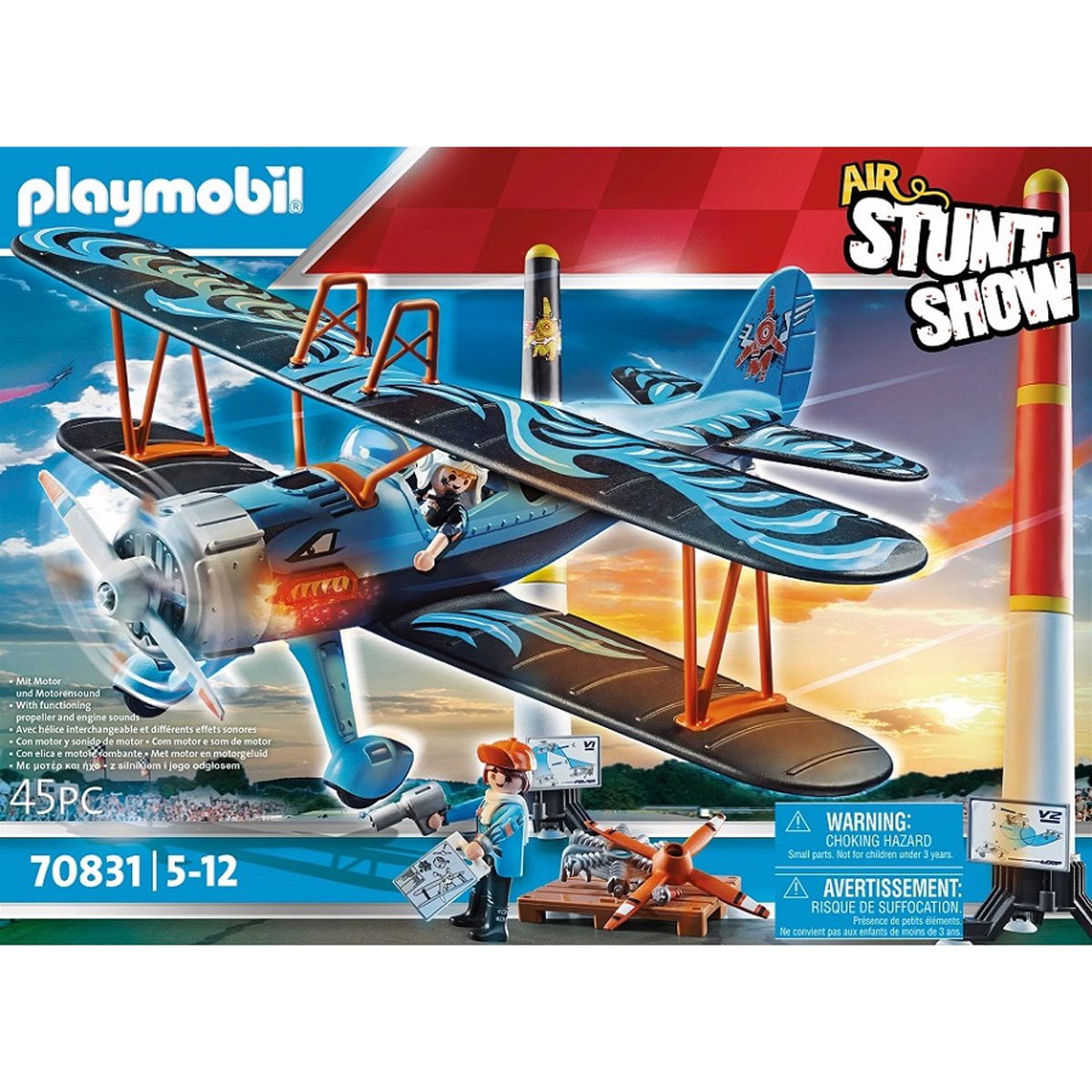 PLAYMOBIL Air Stunt Show Phoenix Biplane Toy Model - Walmart.com