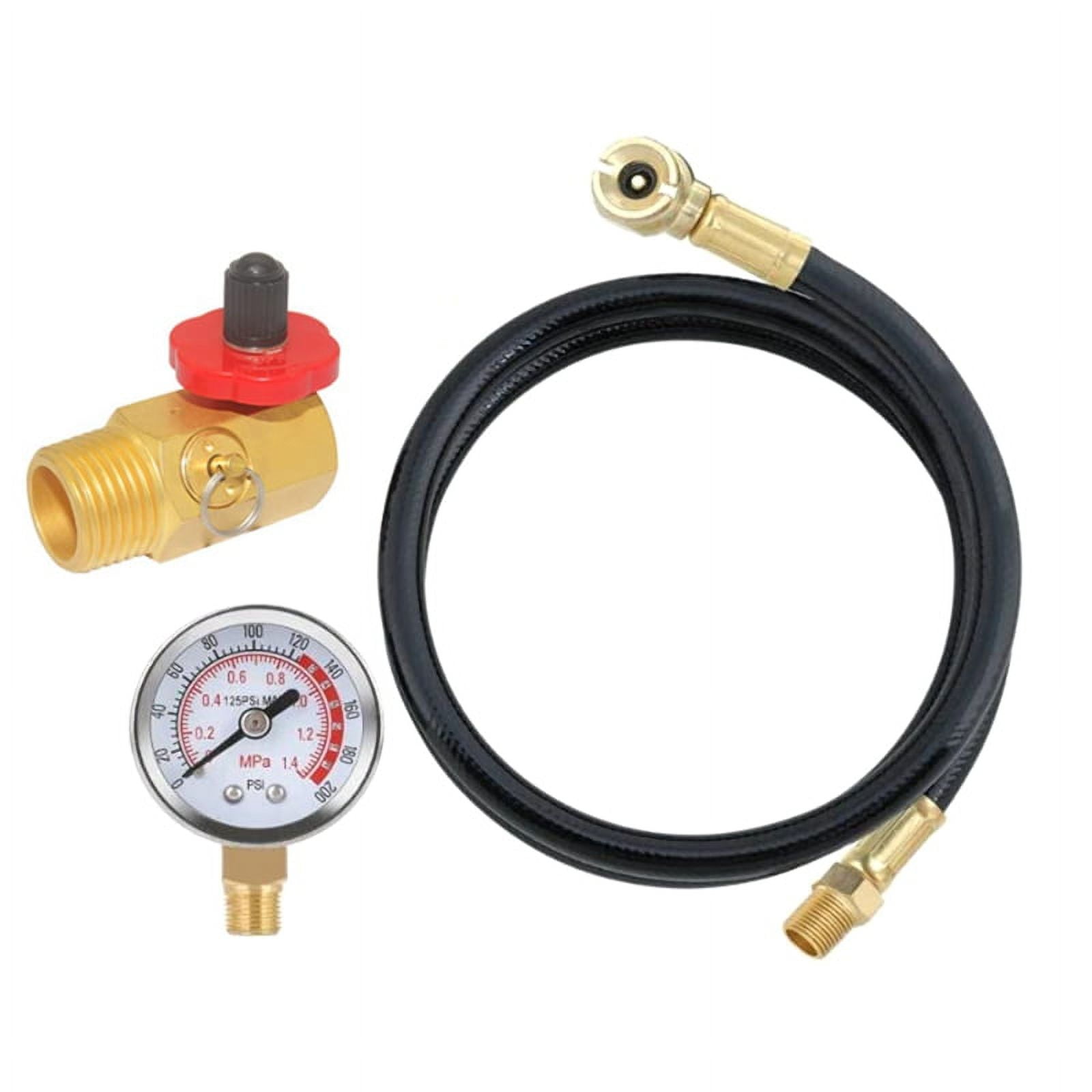 Air Tank Repair Kit W/ Valve, Pressure Gauge and 4 Feet Air Tank Hose ...
