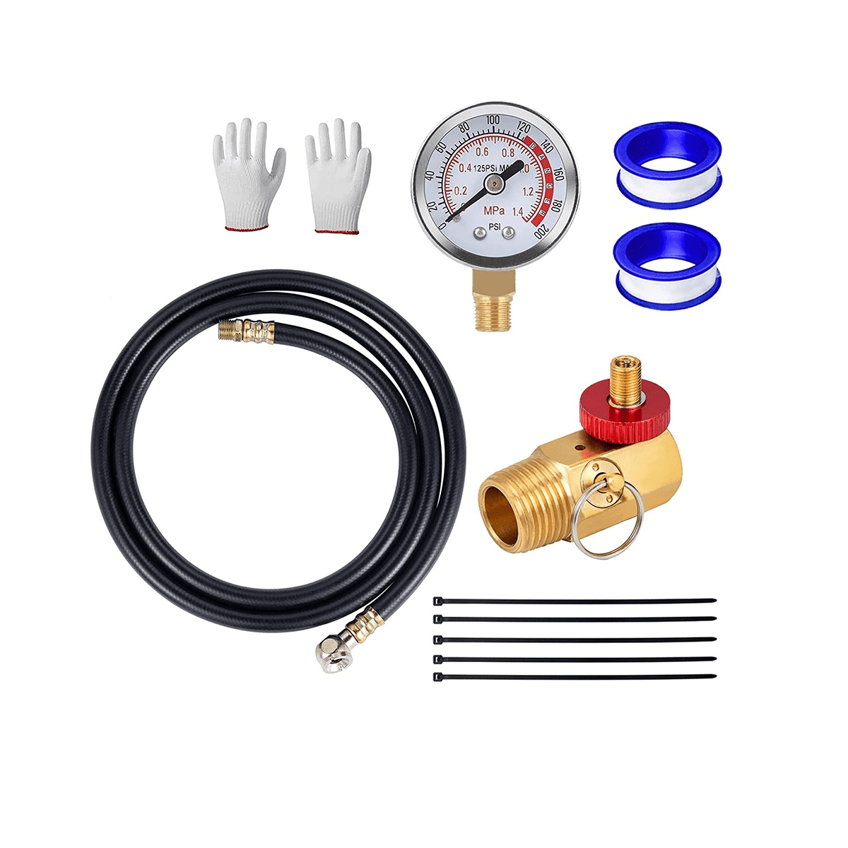 Air Tank Valve Kit with Pressure Gauge and Hose Kit for Carry Tank ...