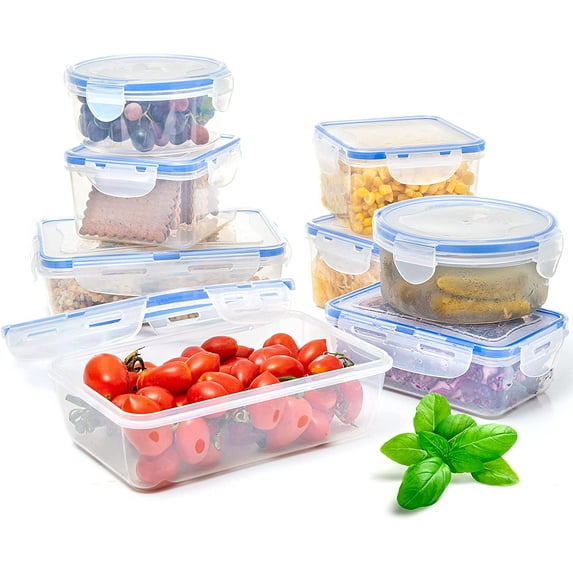 Air Tight 16 Piece Plastic Food Storage Containers with Lids, Safe ...