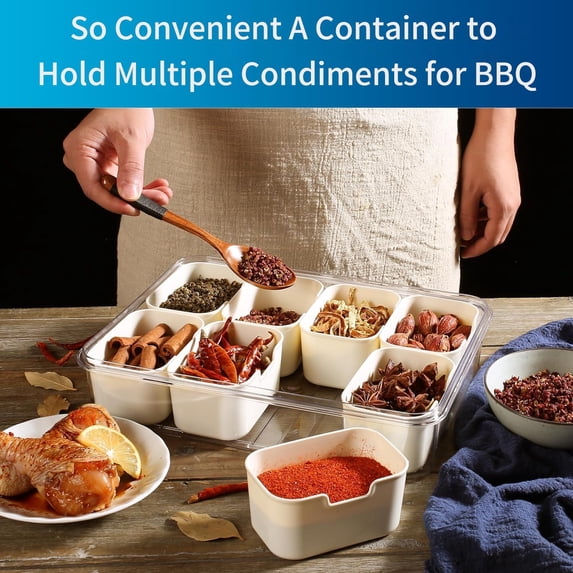 Air-Tight Divided Snack Box Container with Lid & Handle, Clear Portable ...