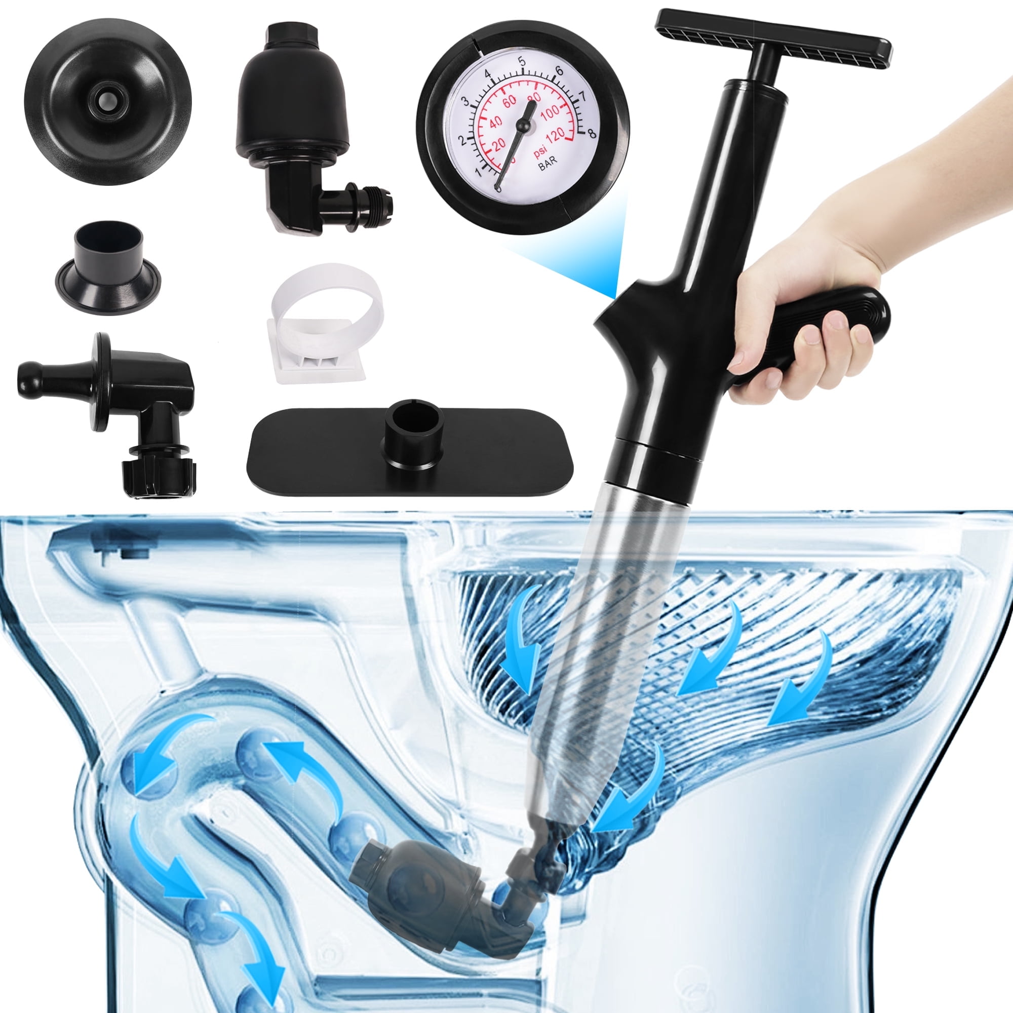 Air Toilet Plunger, Drain Clog Remover, High-Pressure Air Drain Blaster ...