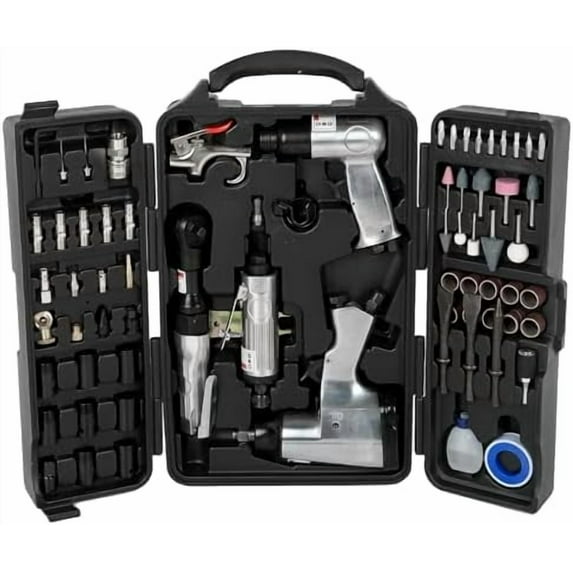 Air Tool and Accessories Kit, 71 Piece, Impact Wrench, Air Ratchet, Die ...