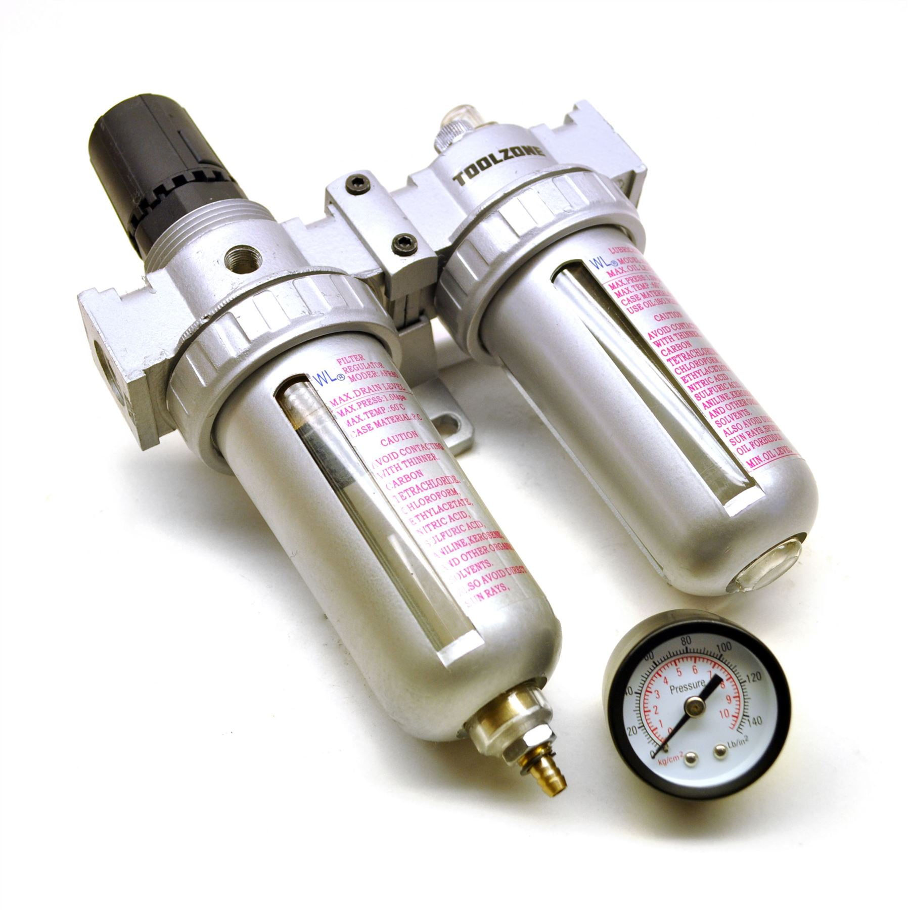 Air Tool / Line Compressor Regulator Lubricator and Water Trap with ...