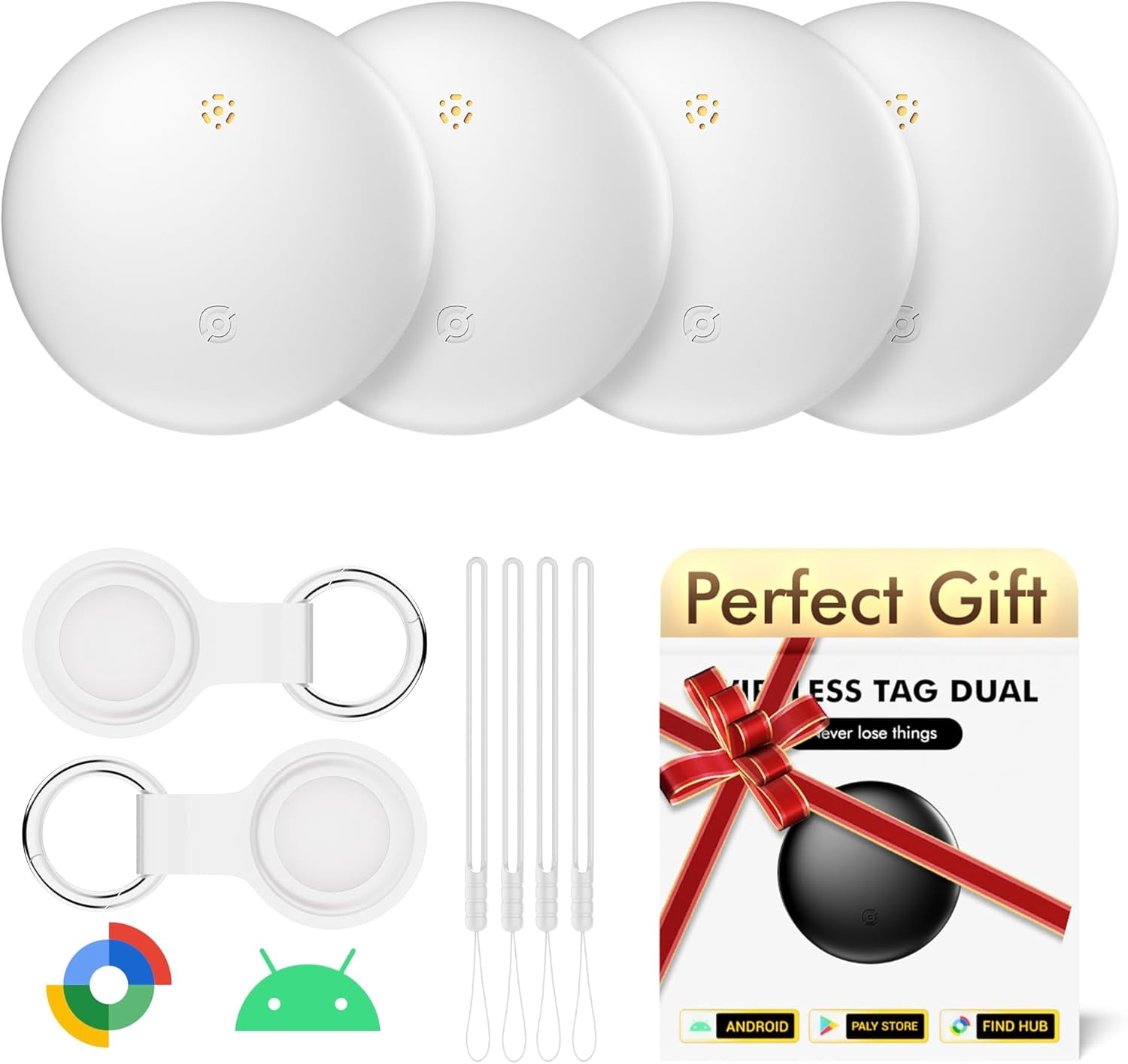 Air Tracker Tags-4 Pack for Android with Case- Bluetooth Tracker Item ...