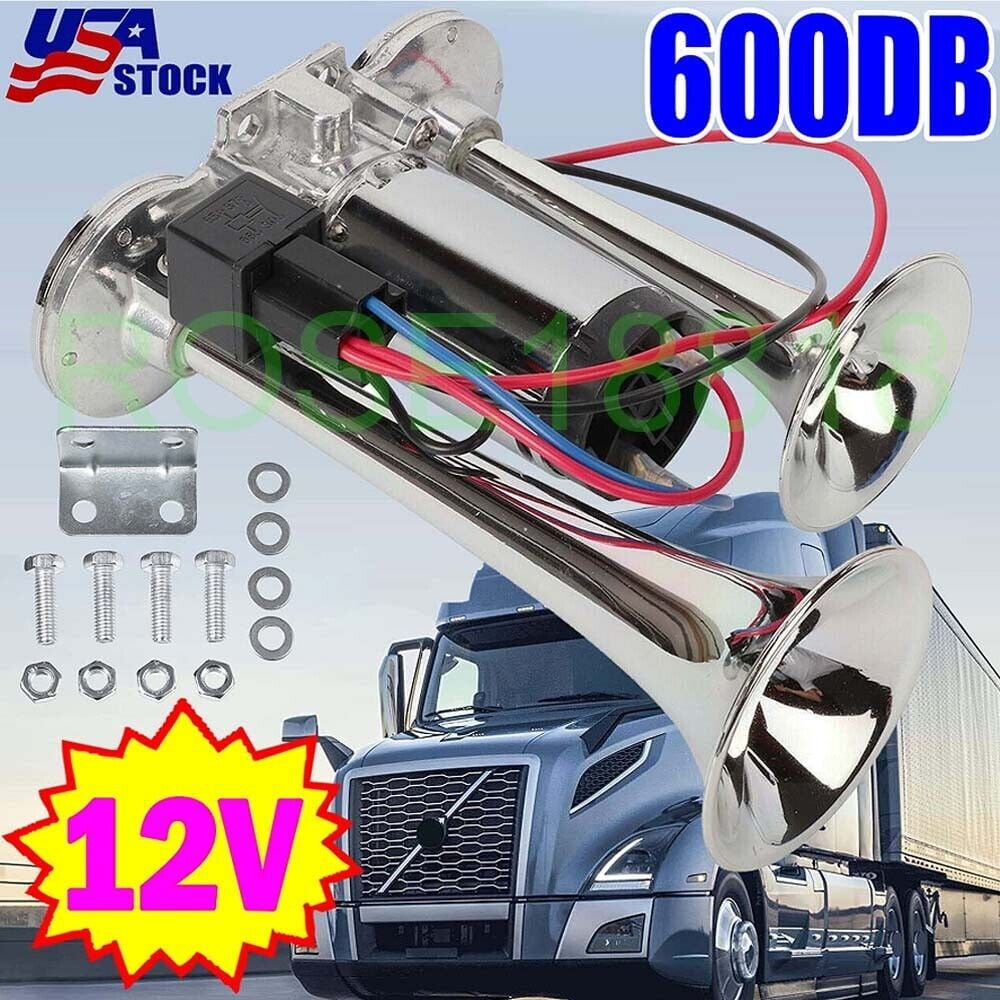 Air Train Horn Kit Fit For Truck Car Super Loud 600DB 12V Electric ...