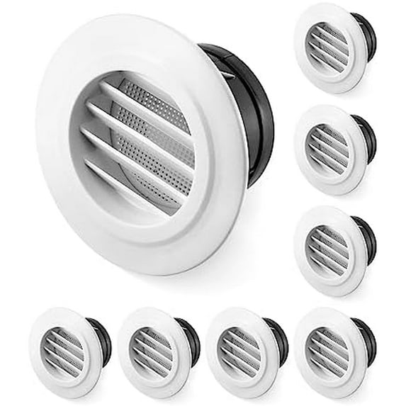 Air Vent ABS Louver Grille Cover, 8 Pack 4" Round Covers with Built-in ...