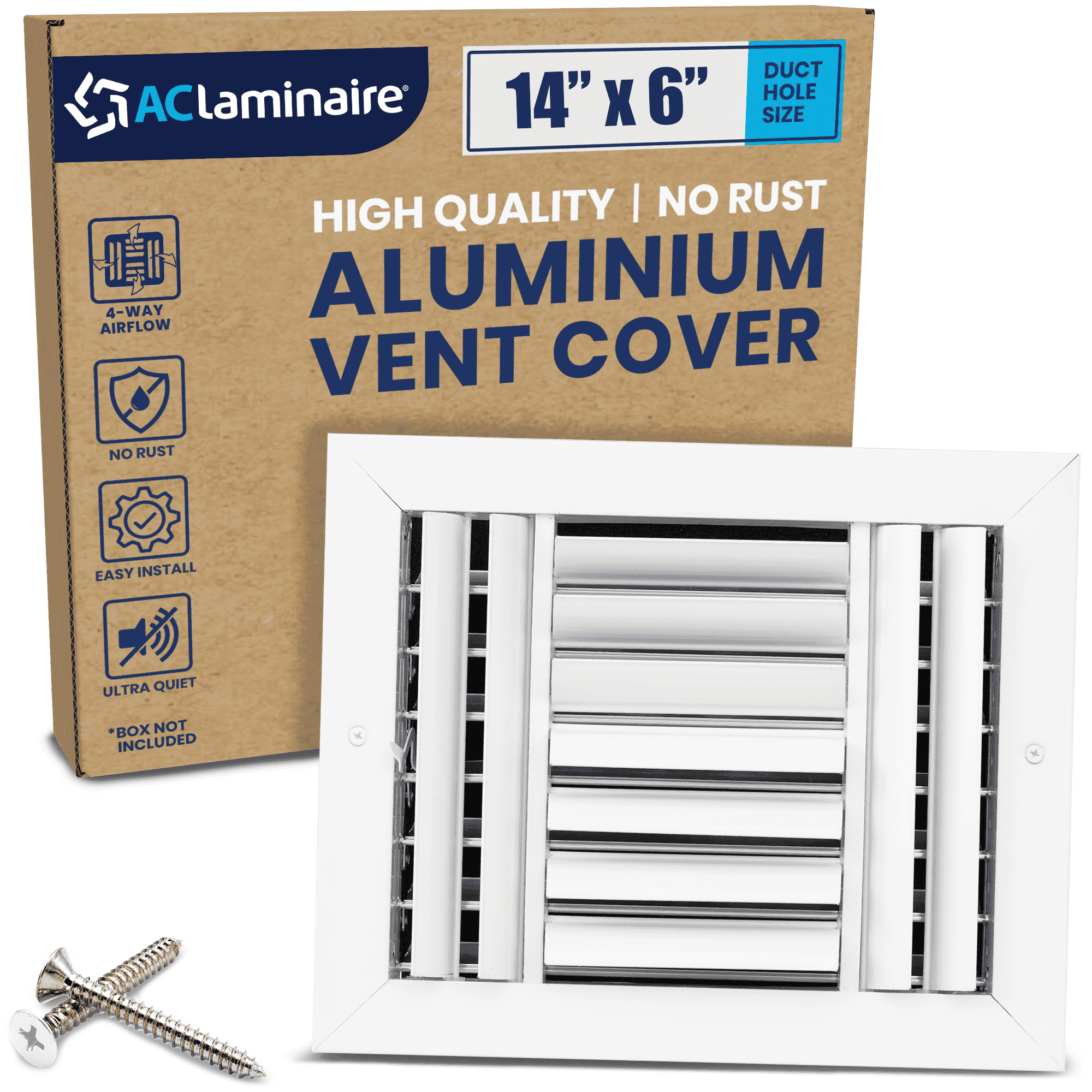 ACLAMINAIRE 4-Way Vent Cover Ceiling HVAC 14" x 6" Aluminum Curved ...