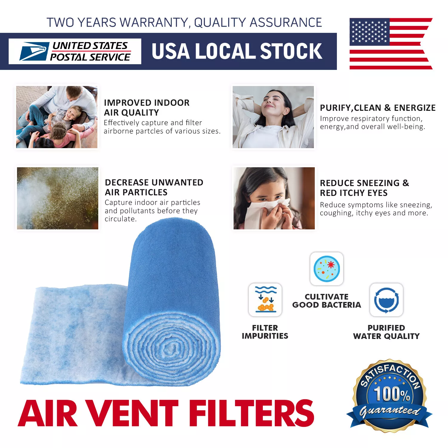 Air Vent Filter Kit Electrostatic Roll, Cut To Fit All Floor Registers ...
