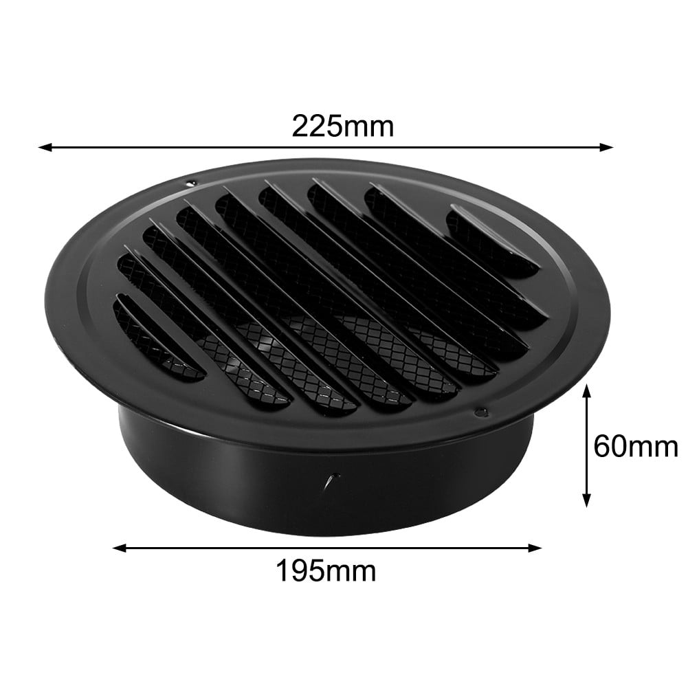 Air Vent Grill Cover Stainless Steel Black Round Vent Grille Range Hood ...