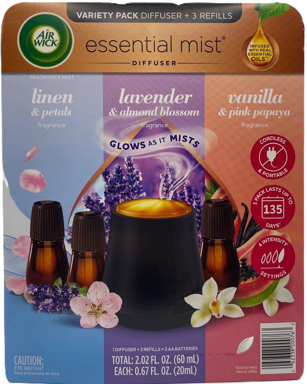 Air Wick 3300832 Essential Mist Kit, Cordless Diffuser with 3 Refills ...