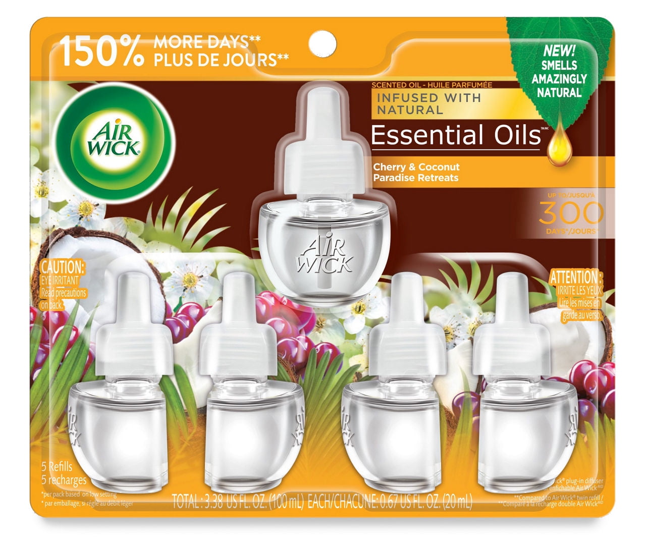 Air Wick Cherry & Coconut Paradise Retreats Scented Oil Refills, 5-Pack ...