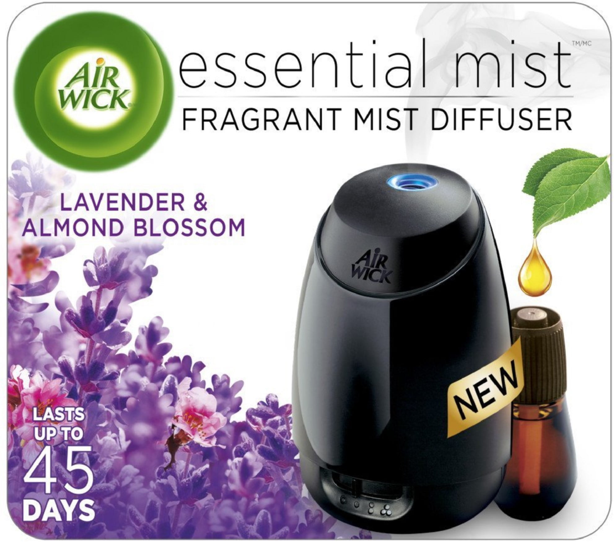 Air Wick Essential Mist Diffuser Mist Kit, Lavender & Almond Blossom 1 ...