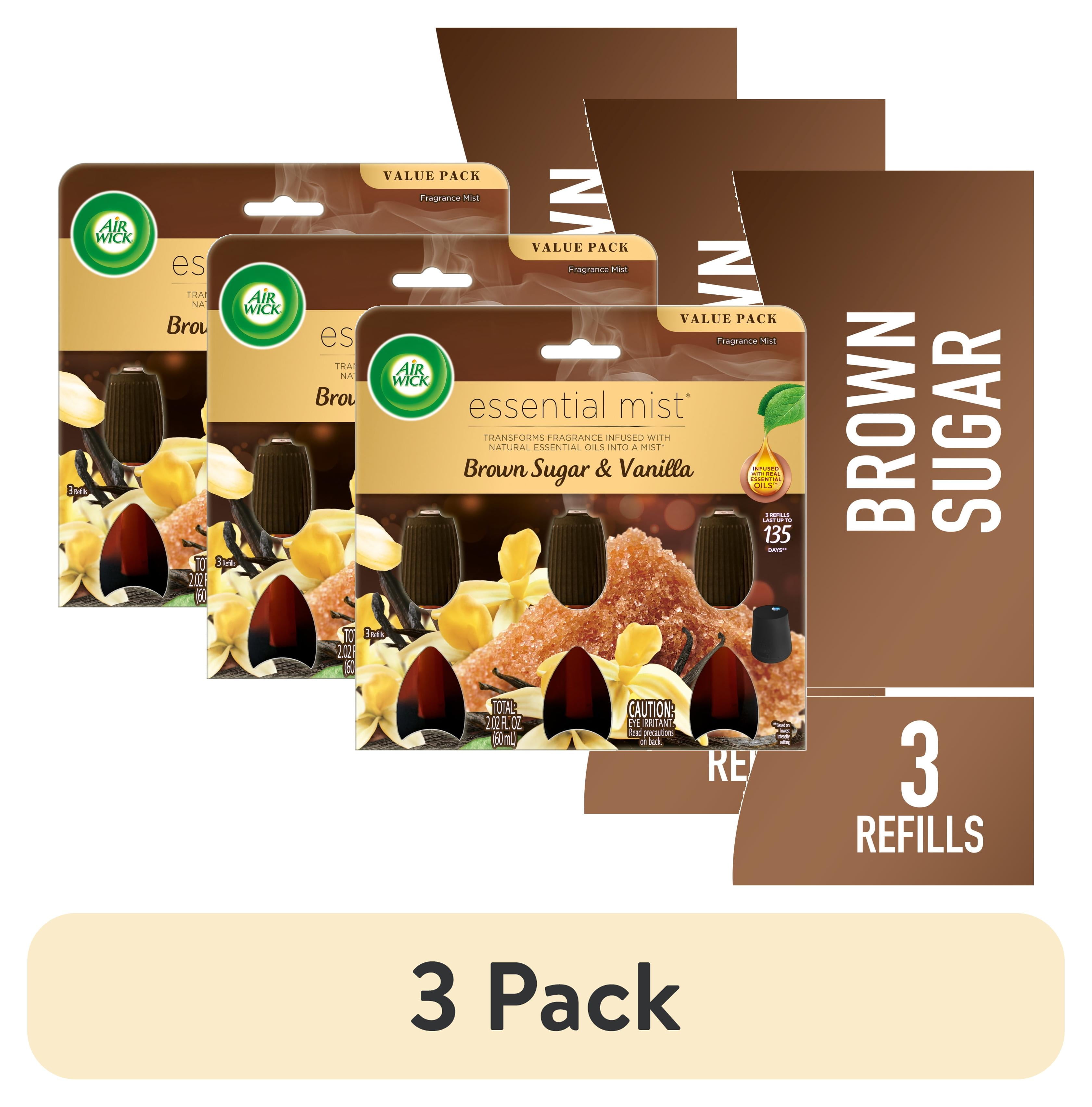 (3 pack) Air Wick Essential Mist Refill 3 Count, Brown Sugar & Vanilla, Fall Scent, Essential ...