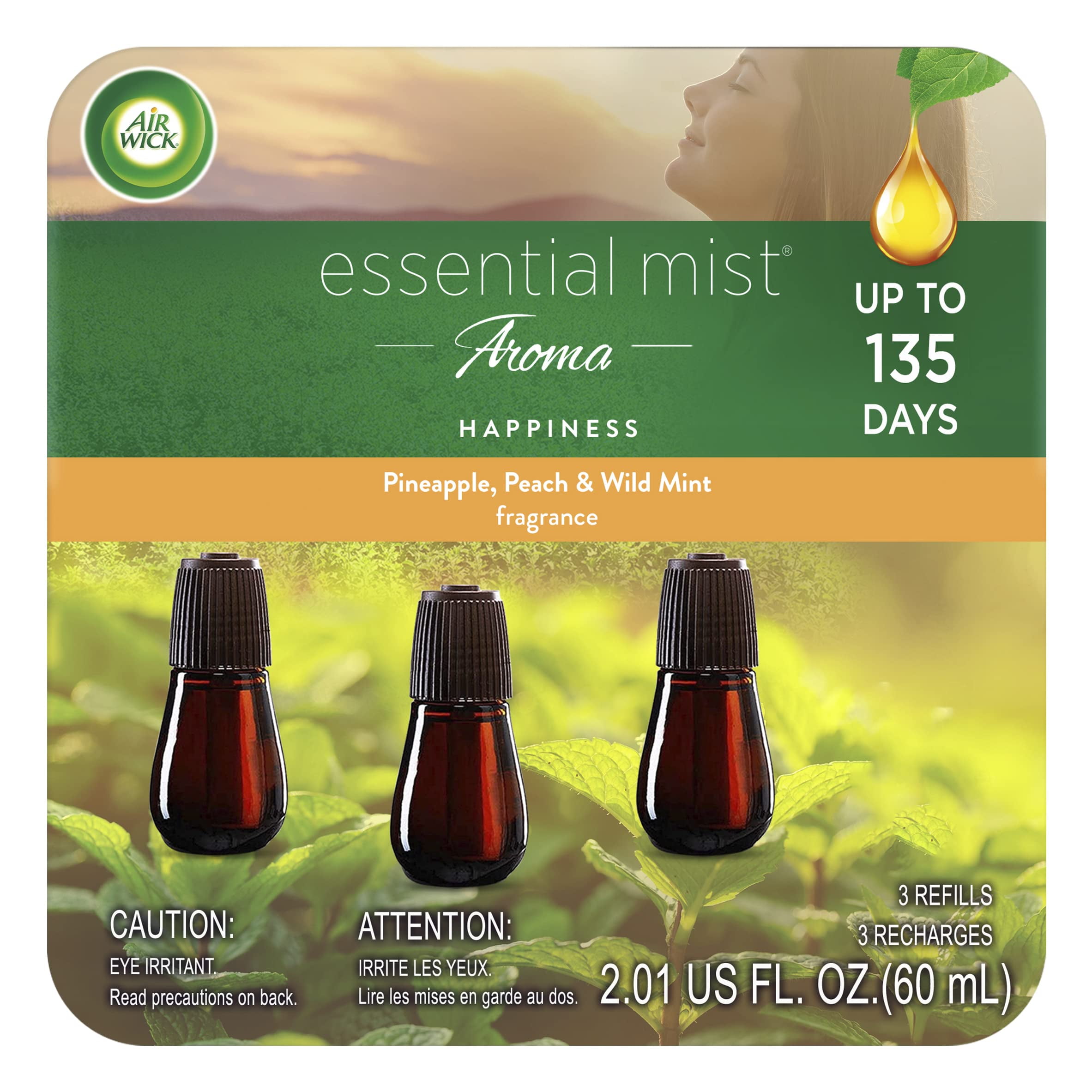Air Wick Essential Mist Refill, 3 Ct, Happiness, Essential Oils ...