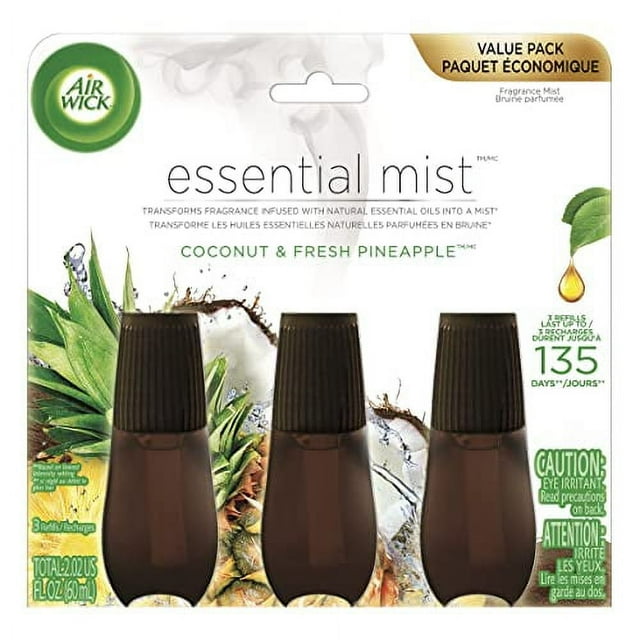 Air Wick Essential Mist Refill, 3 ct, Coconut and Pineapple, Essential ...
