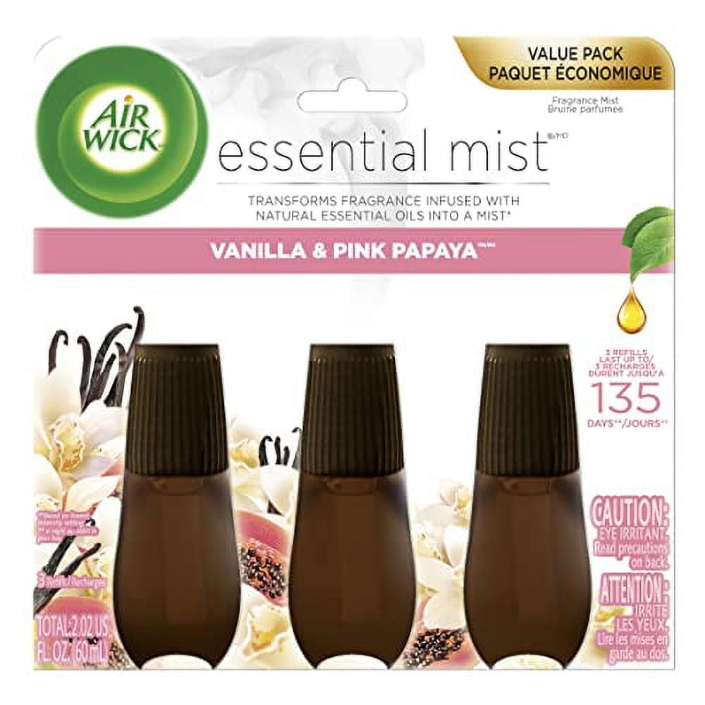 Air Wick Essential Mist Refill, 3 ct, Vanilla and Pink Papaya ...