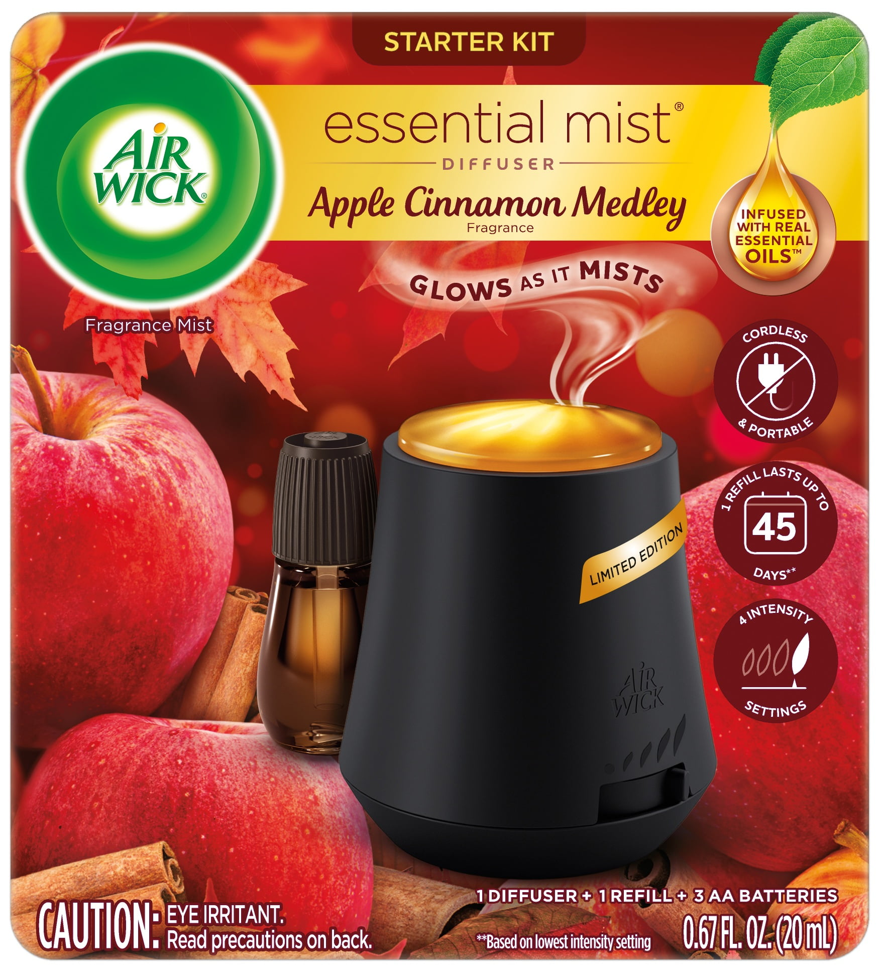 Air Wick Essential Mist Starter Kit: Apple Cinnamon Aromatherapy ...