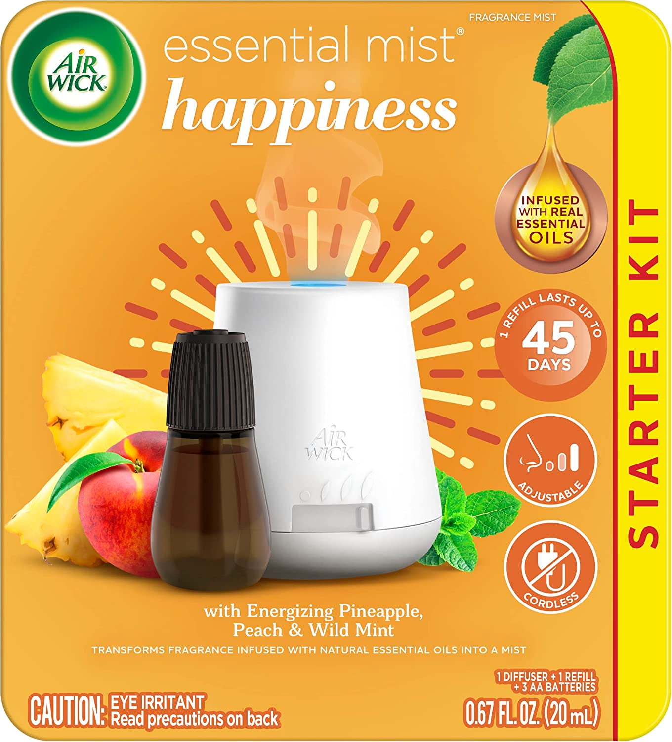 Air Wick Essential Mist Starter Kit (Diffuser + Refill), Happiness ...