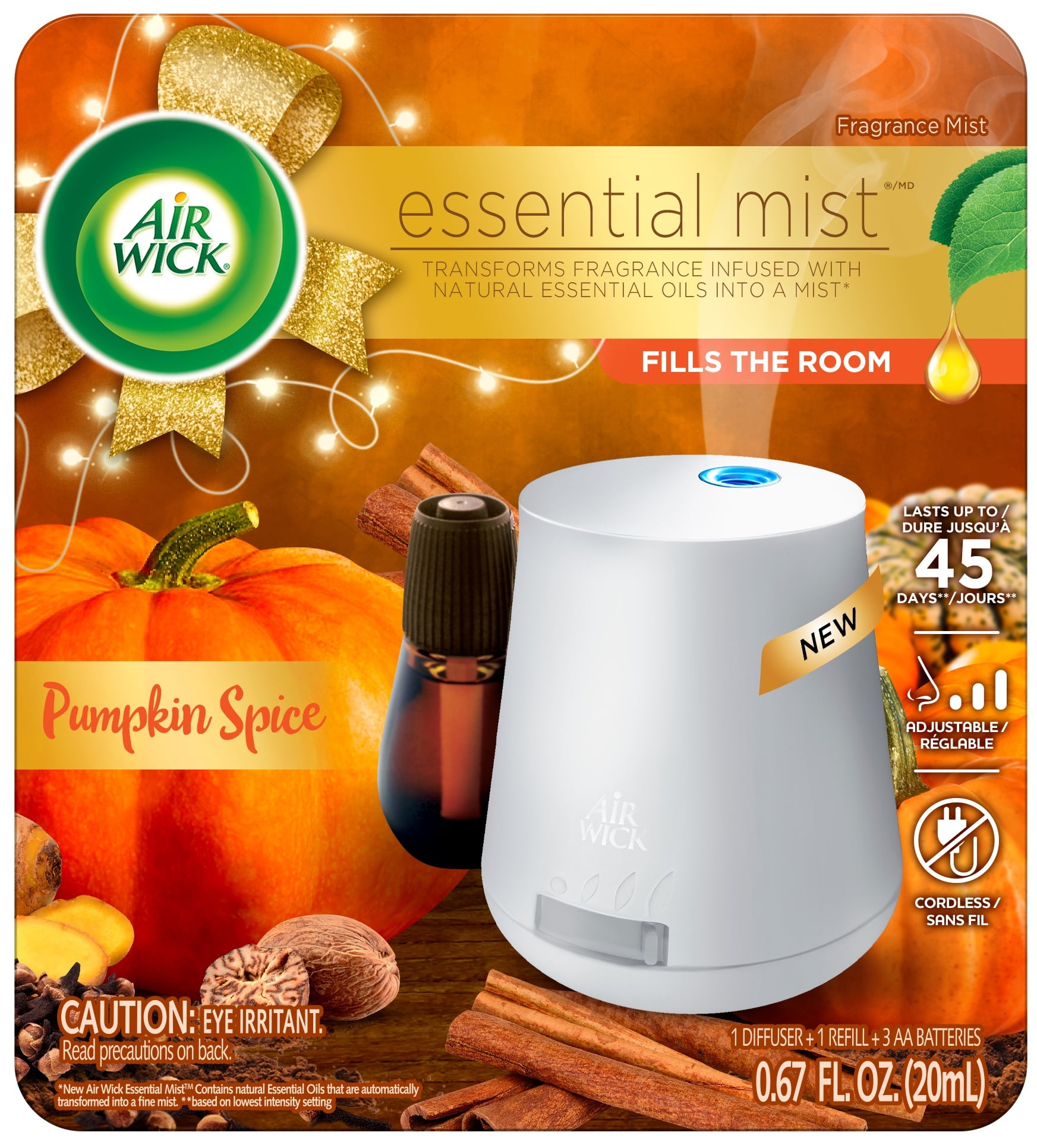 Air Wick Essential Mist Starter Kit (Diffuser + Refill), Pumpkin Spice ...