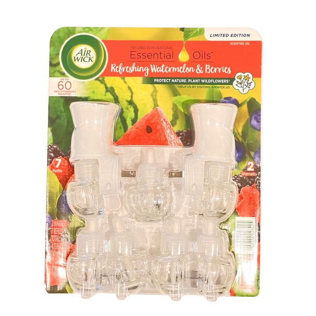 Air Wick Essential Oils Limited Edition Refreshing Watermelon & Berries 2 Warmers 7 Refils Total ...