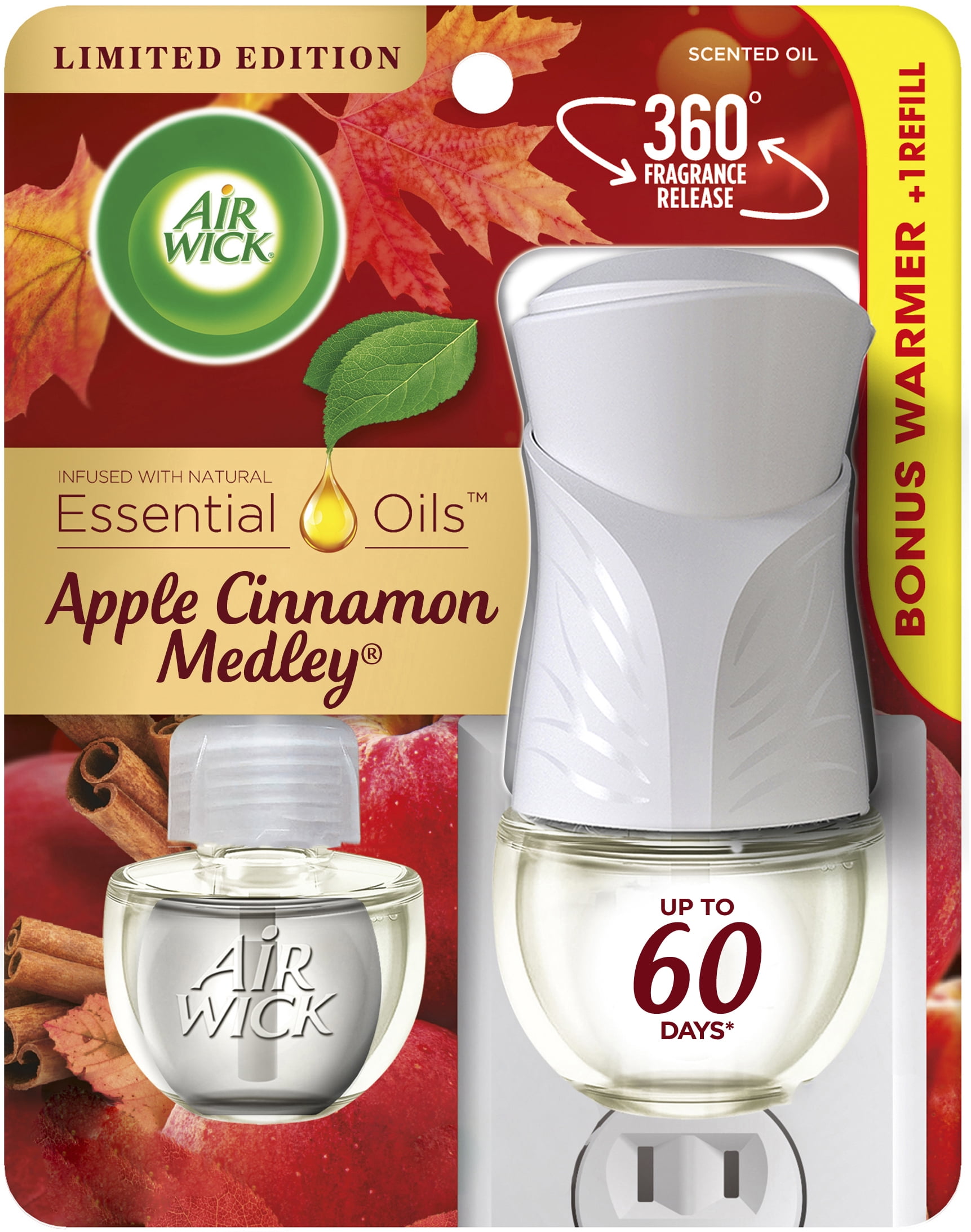 Air Wick Fragrance Infused Essential Oil Plug in Refills, Apple ...