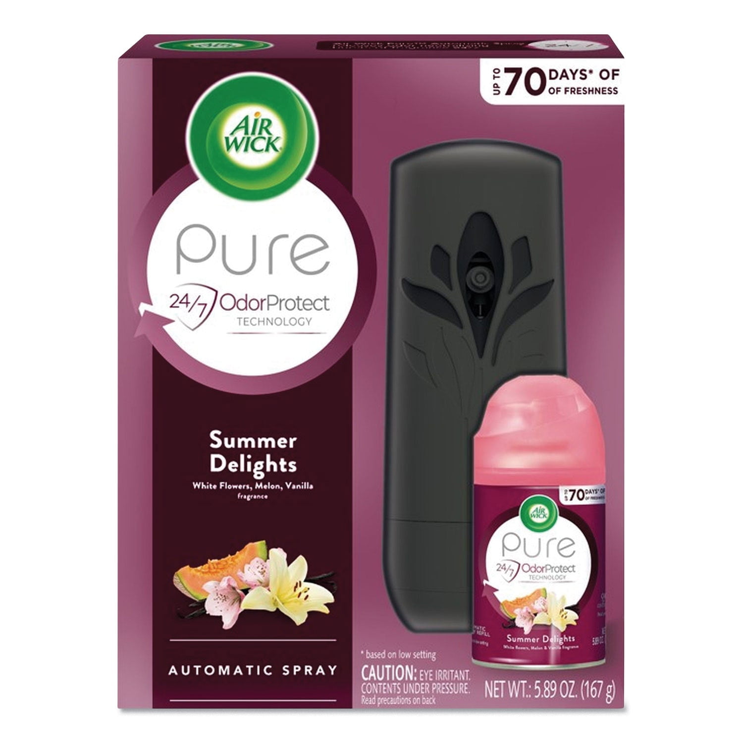 Air Wick Automatic Air Freshener Spray Kit (Gadget + 1 Refill), Summer Delights Scent, Essential ...