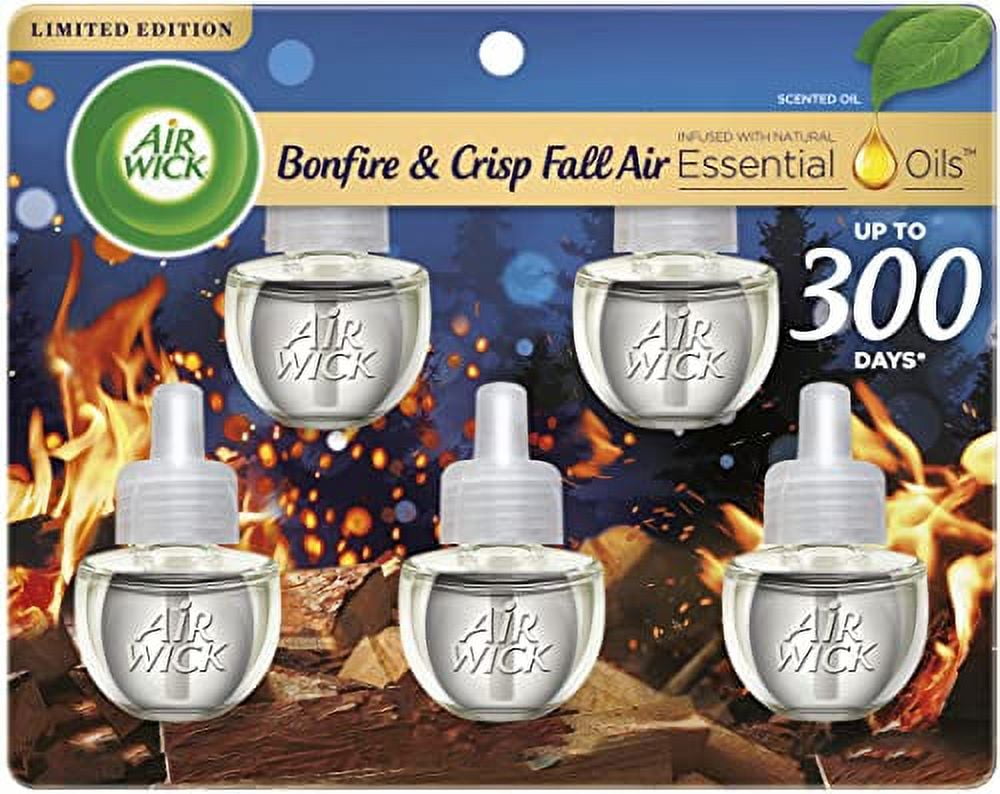 Air Wick Plug in Scented Oil Refill, 5ct, Bonfire and Crisp Fall Air ...