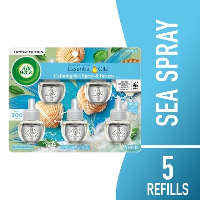 Air Wick Plug in Scented Oil Refill, 5 Count, Calming Sea Spray ...