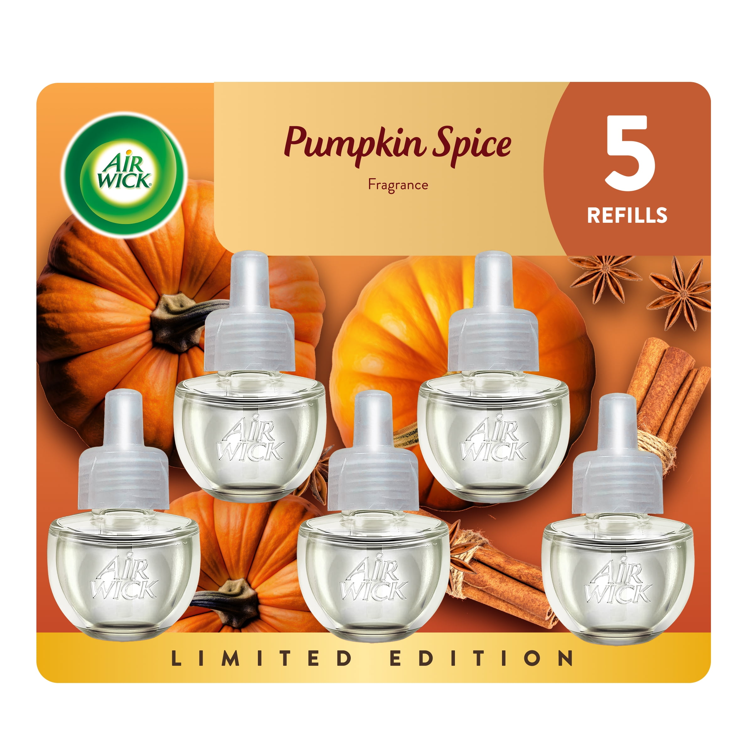 Air Wick Plug-In Scented Oil Warmer Refills, Pumpkin Spice, 5ct ...