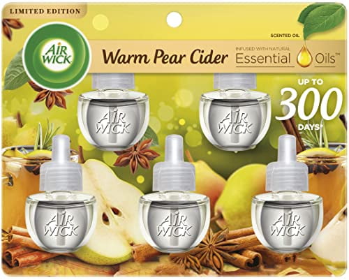 Air Wick Plug in Scented Oil Refill, 5ct, Warm Pear Cider, Essential ...