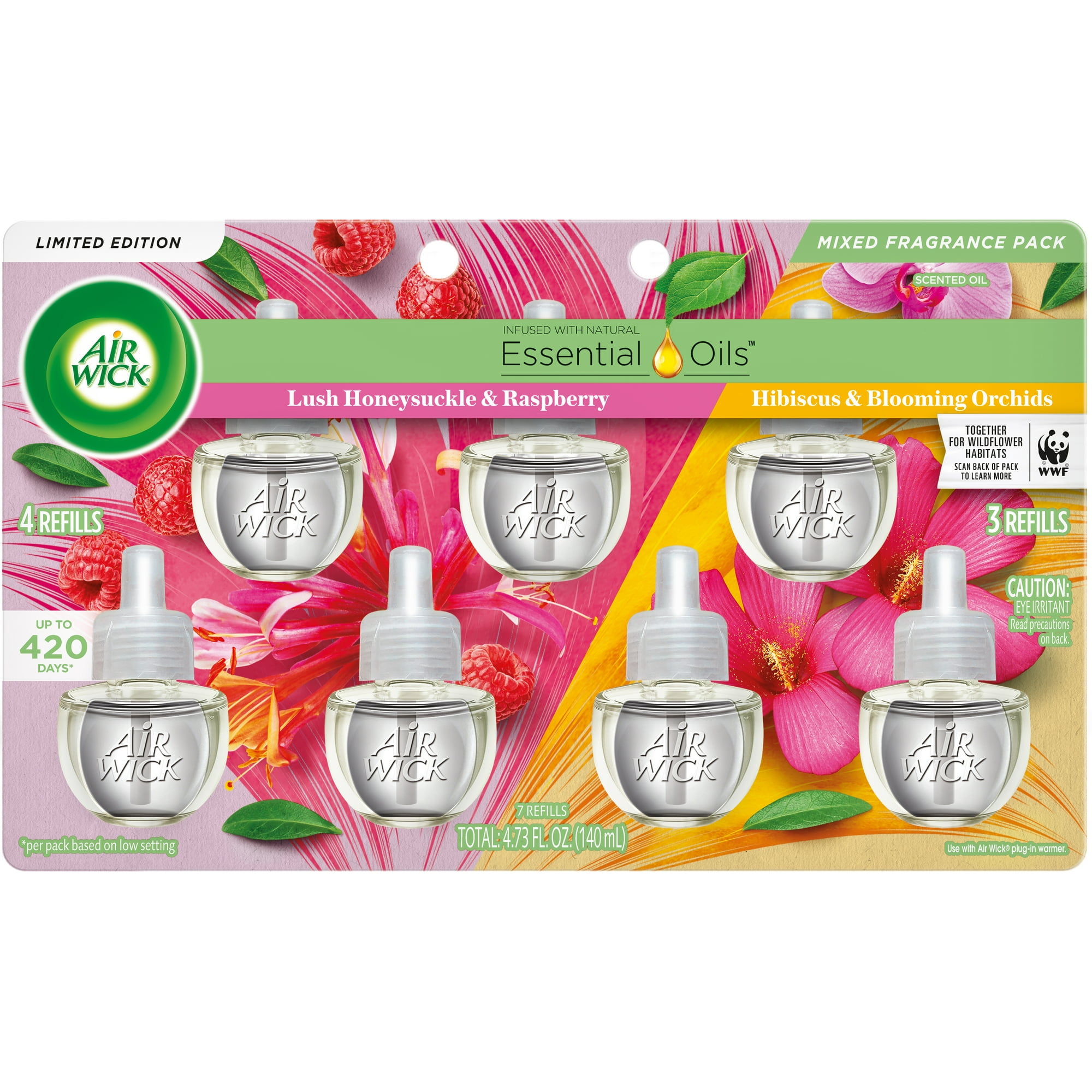 Air Wick Plug in Scented Oil Refill, 7ct, Lush Honeysuckle & Raspberry ...