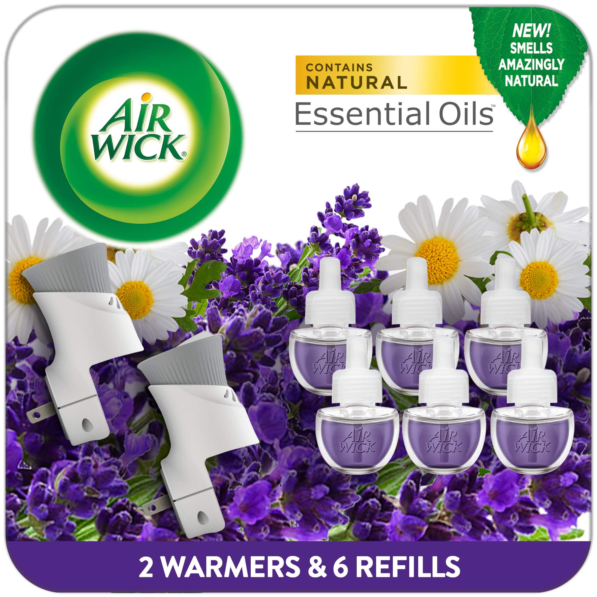 Air Wick Plug in Scented Oil Starter Kit, 2 Warmers + 6 Refills ...