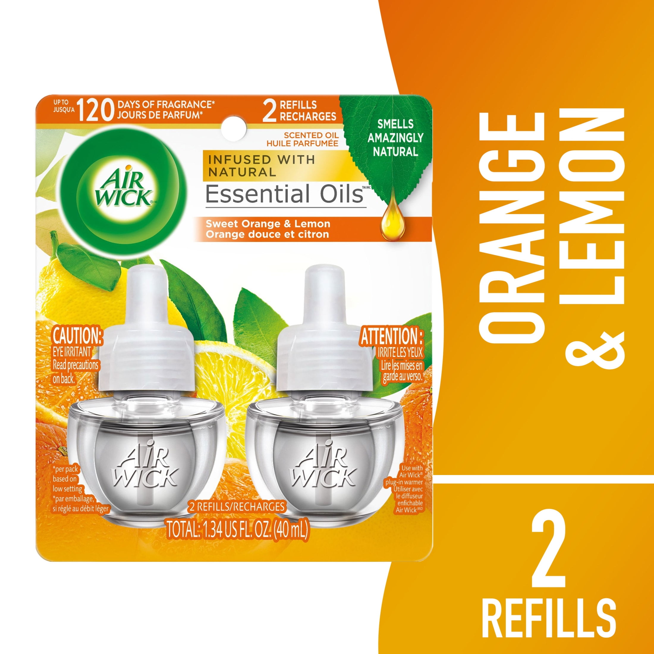 Air Wick Pure Sparkling Citrus Scented Oil Refill, 2ct, Odor ...