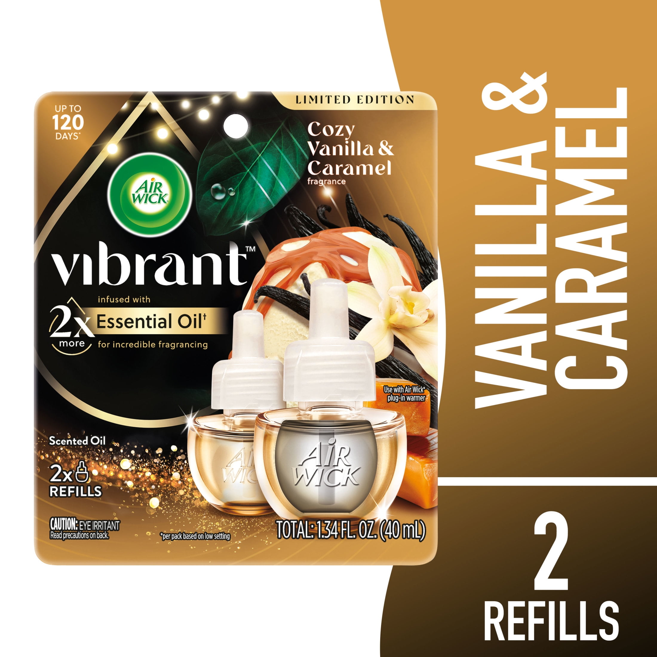 Air Wick Vibrant Plug in Scented Oil Refill, 2 Count, Cozy Vanilla ...