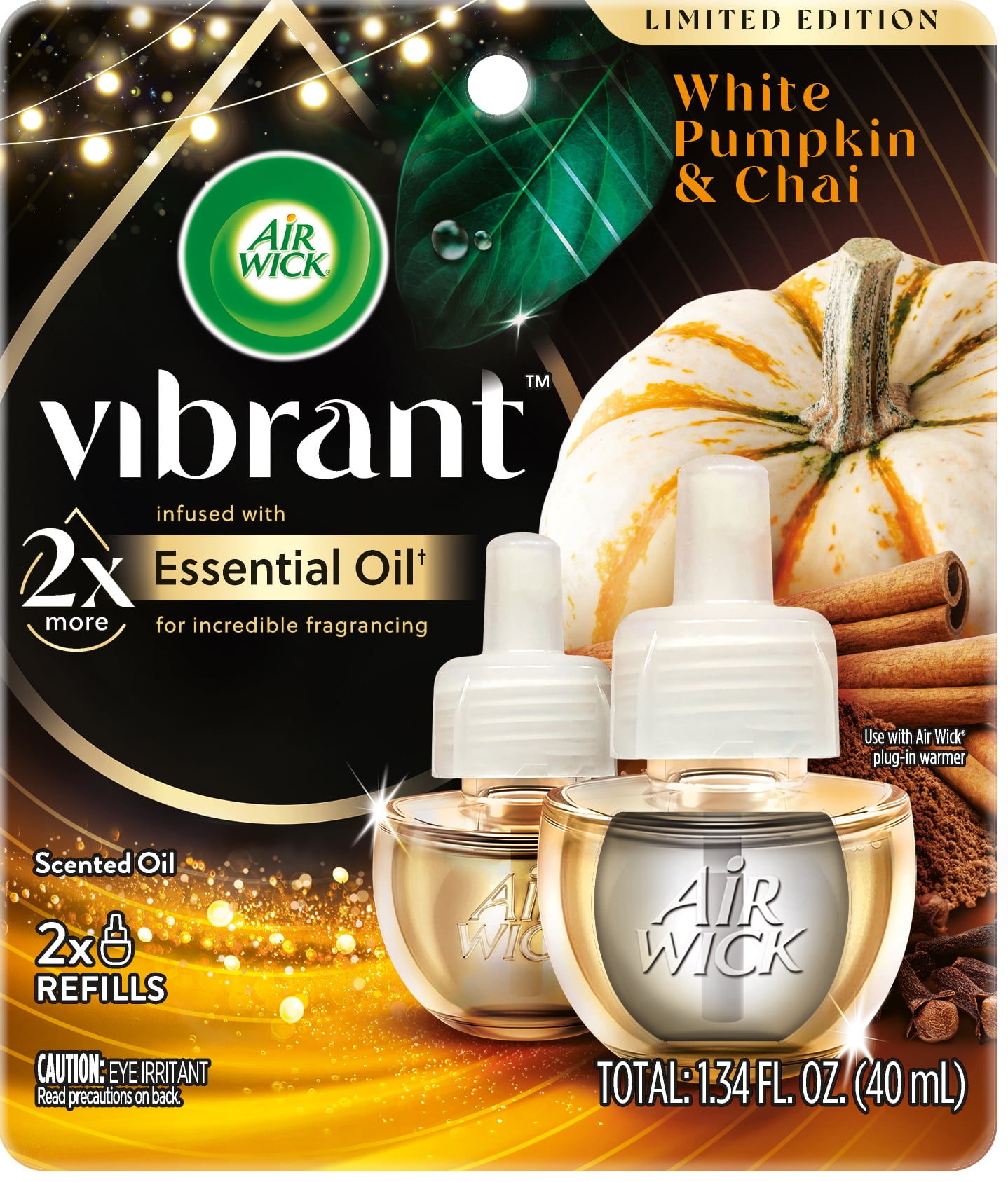 Air Wick Vibrant Plug in Scented Oil Refill, 2ct, White Pumpkin & Chai ...